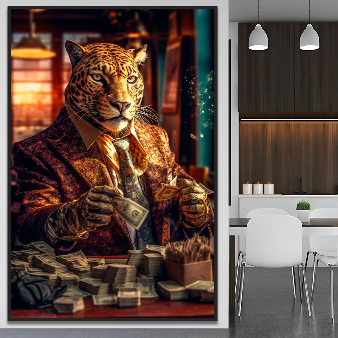Quadro Decorativo Leopard Money