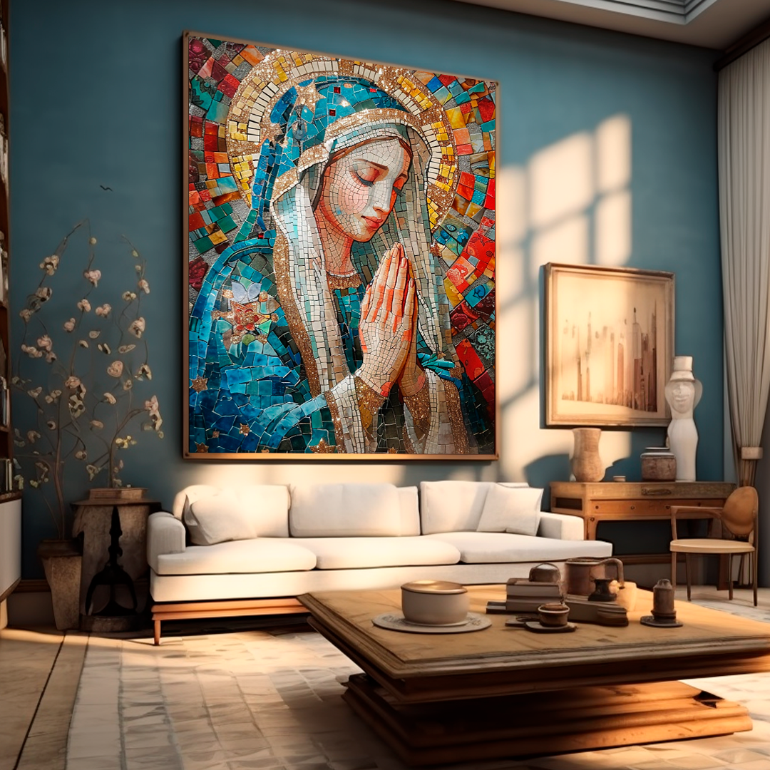 Quadro Decorativo Virgem Maria Mosaico