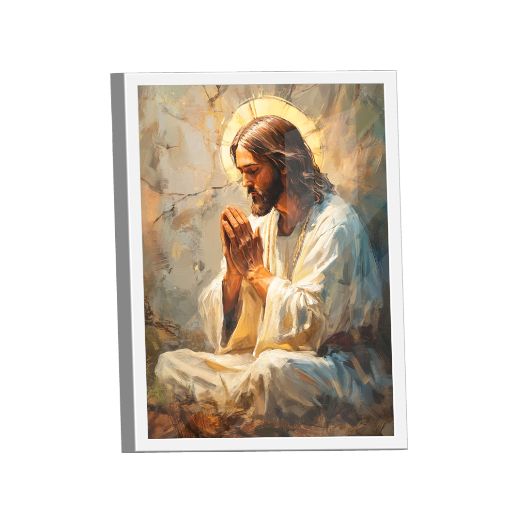 Quadro Decorativo Jesus Perfil em Grid Art