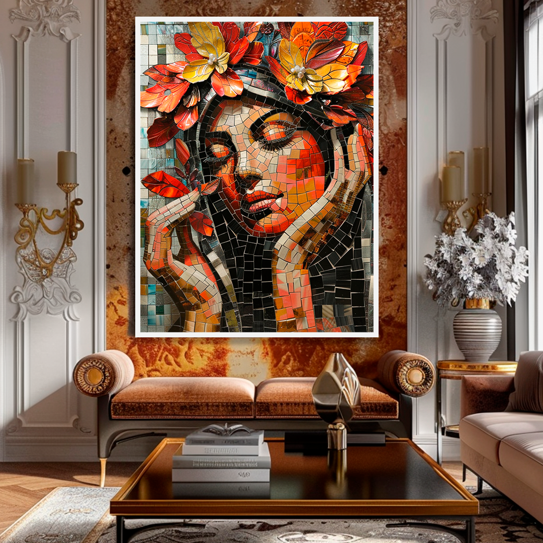 Quadro Decorativo Maria Mosaico Efeito 3D