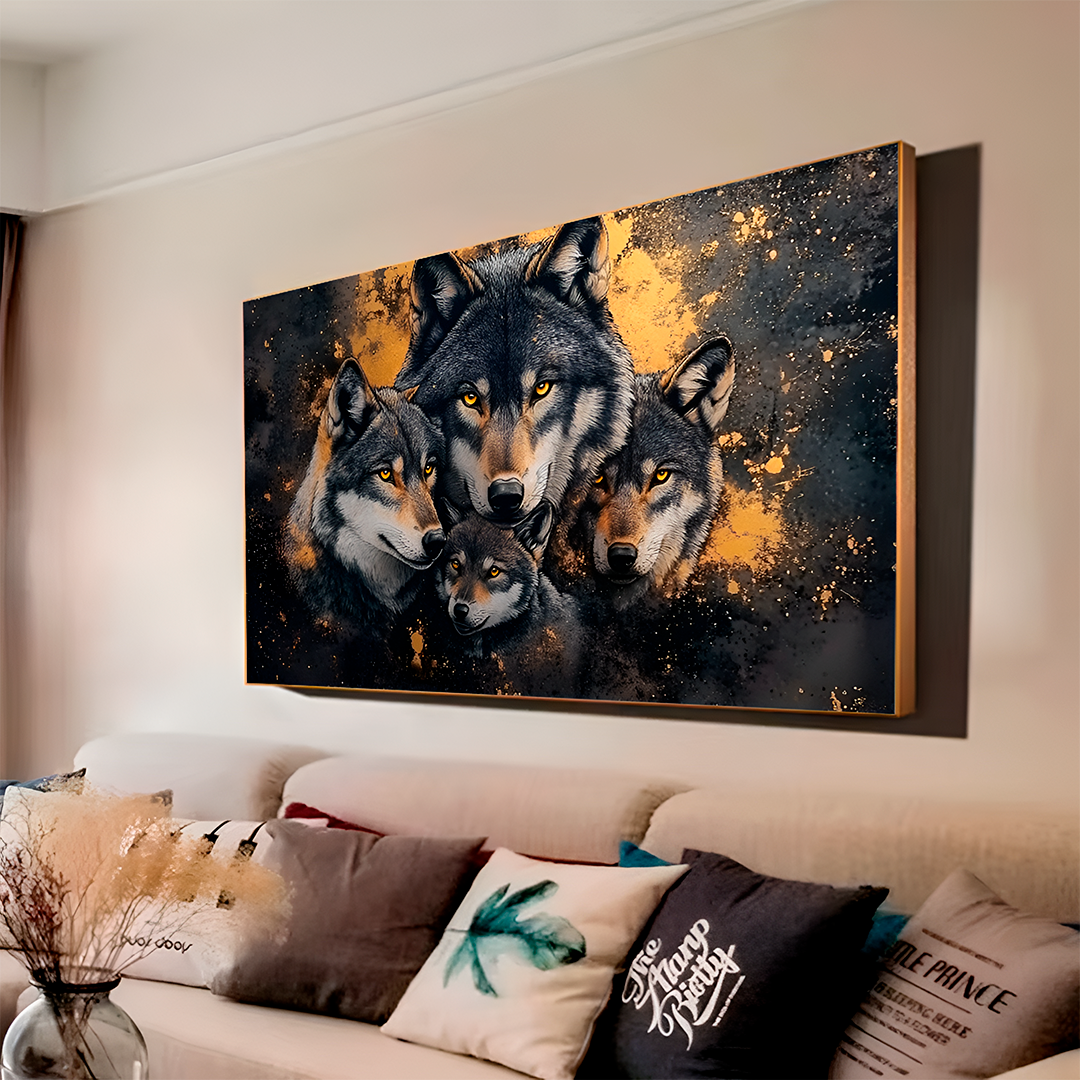 Quadro Decorativo Família de Lobos